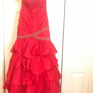 Tiffany Designs | Dresses | Red Silk Satin Evening Gown Pageant Prom ...